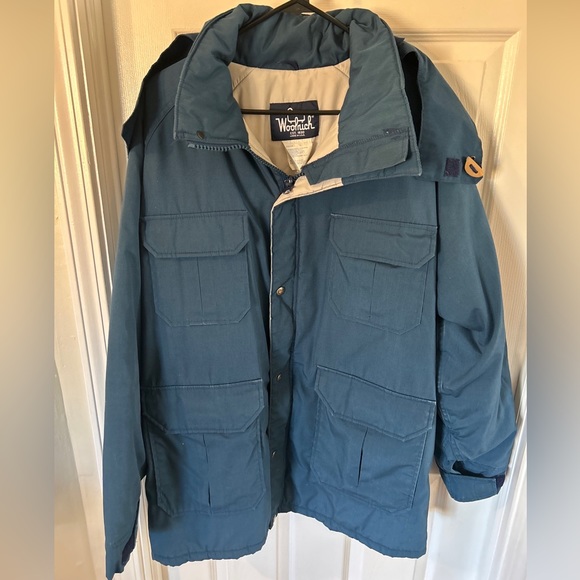 Woolrich | Jackets & Coats | Woolrich Field Coat Blue Polycotton Hooded ...